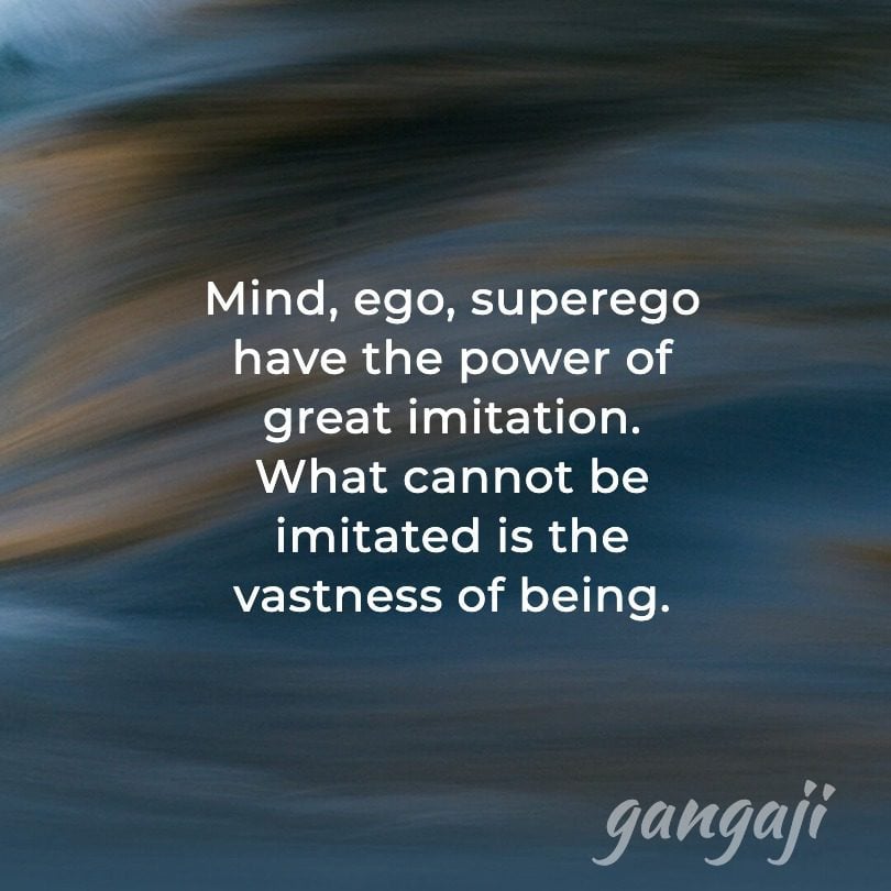 Mind, ego, superego have the power of great imitation. - Gangaji